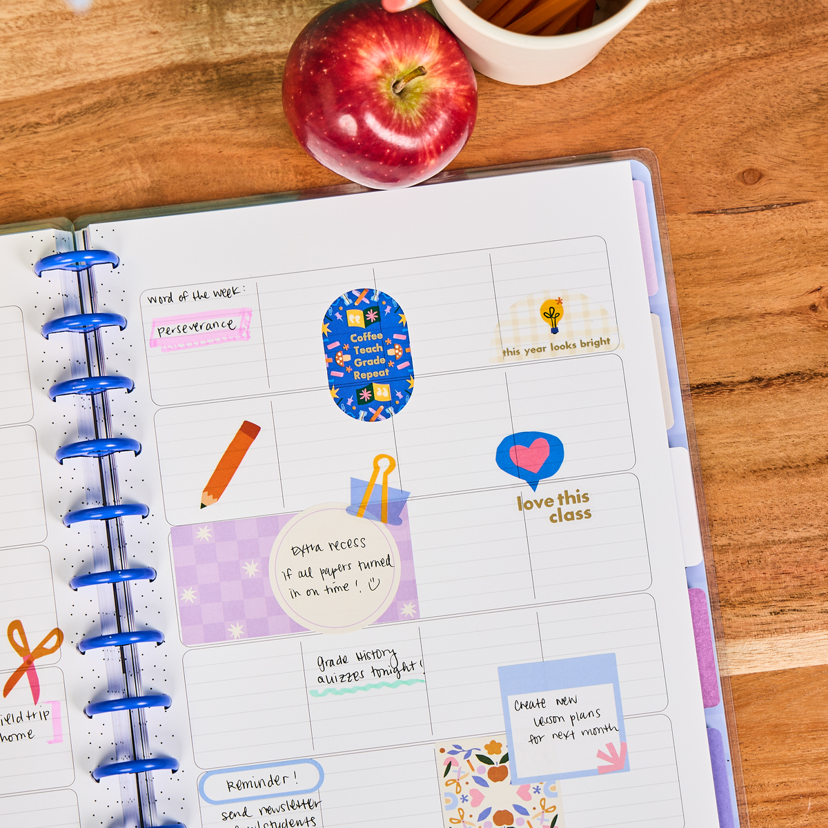 Undated Heart Work Customizable Teacher Planner - Big Teacher Layout ...